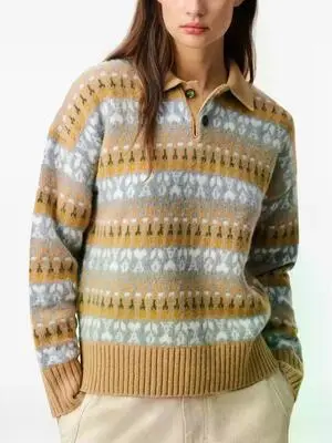 Ami Fair Isle-knit Polo Sweater