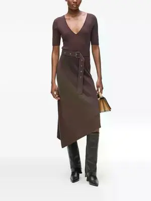 Karl Lagerfeld Belted V-neck Midi Dress