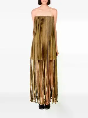 IOANA CIOLACU Fringed Strapless Maxi Dress