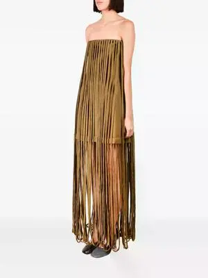 IOANA CIOLACU Fringed Strapless Maxi Dress