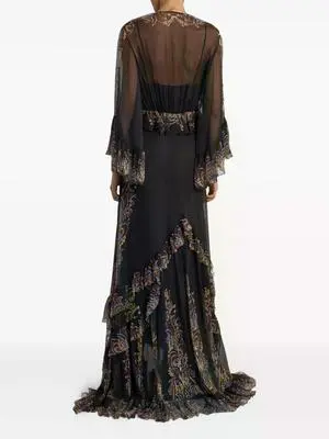 Etro Paisley Foliage-print Silk Maxi Dress - Black