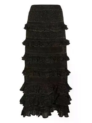 Zimmermann Midi Ruffled Tiers Skirt - Black