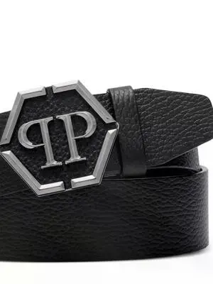 Philipp Plein Logo-buckle Leather Belt - Black