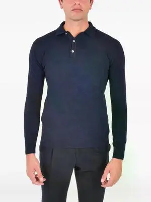 FRANZESE COLLECTION Ribbed Polo Collar - Blue