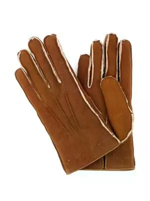 MARIO PORTOLANO Topstitch Gloves - Brown