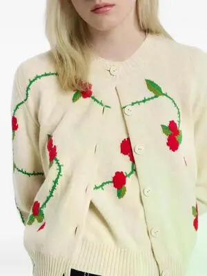 BARRIE Floral-intarsia Knit Cardigan