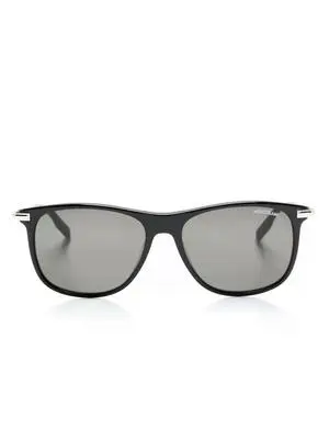 Montblanc Logo-plaque Square-frame Sunglasses - Black