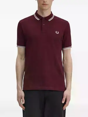 Fred Perry M3600 Striped Logo Polo Shirt - Red