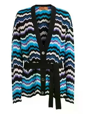 Missoni Chevron Tie Cardigan - Blue