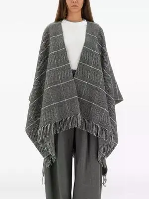 Brunello Cucinelli Check-pattern Cape With Fringe
