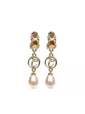 Chloé Ornamental-detail Pearl-pendant Earrings - Gold