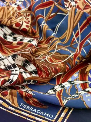 FERRAGAMO Rooster-print Silk Scarf