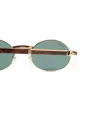 Cartier Wood-detail Sunglasses - Gold