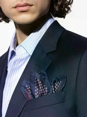 FERRAGAMO Gancini Pegasus Print Pocket Square Scarf - Blue