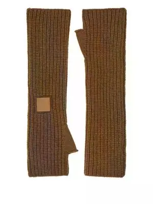 FERRAGAMO Knitted Hand Warmers With Thumbholes - Brown