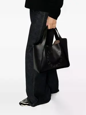 Stella McCartney Logo-detail Leather Tote Bag - Black
