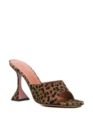 Amina Muaddi 95mm Lupita Square-toe Leopard Sandals - Brown