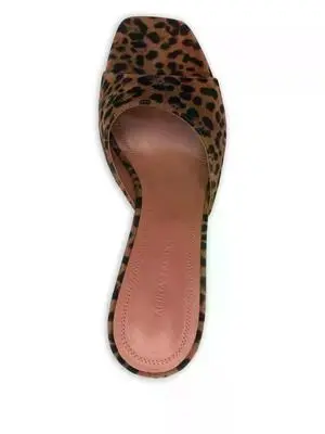 Amina Muaddi 95mm Lupita Square-toe Leopard Sandals - Brown