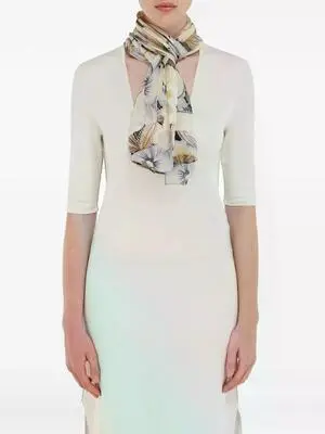 FERRAGAMO Gancini Brezza-print Silk Scarf - Neutrals