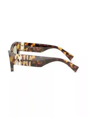 Miu Miu Logo-lettering Square Frame Sunglasses - Brown