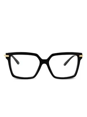 Dolce & Gabbana Gold-tone Detail Square Glasses - Black