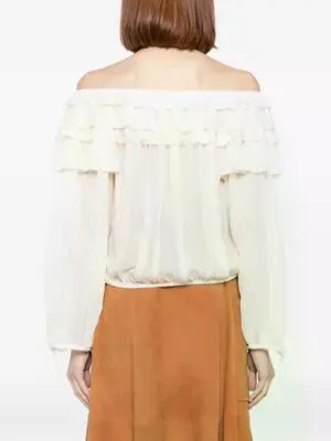 Cynthia Rowley Ruffled Off-the-shoulder Blouse - Neutrals