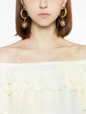Cynthia Rowley Ruffled Off-the-shoulder Blouse - Neutrals