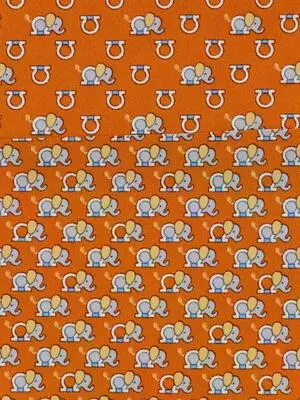 FERRAGAMO Elephant Gancini Silk Necktie