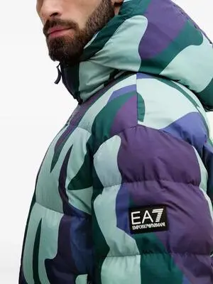 EA7 Camouflage Hooded Down Jacket