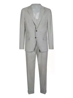 Eleventy Buttoned Suit - Grey