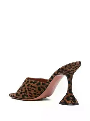 Amina Muaddi 95mm Lupita Square-toe Leopard Print Sandals