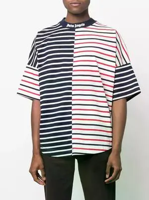 Palm Angels Striped Logo-print T-shirt