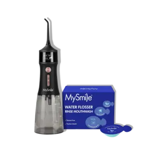 MYSMILE Lp221 Cordless Uvc Sterilizable Water Flosser With Mouthwash Pods Bundle - Black