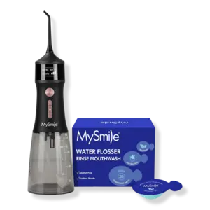 MYSMILE Lp221 Cordless Uvc Sterilizable Water Flosser With Mouthwash Pods Bundle - Black