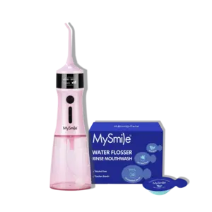MYSMILE Lp221 Cordless Uvc Sterilizable Water Flosser With Mouthwash Pods Bundle - Pink