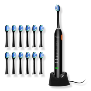MYSMILE Sonic Toothbrush & Replacement Heads Bundle - Black