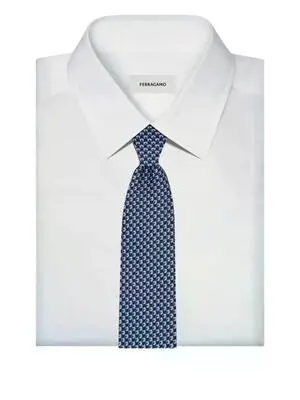 FERRAGAMO Gancini Pegasus Print Silk Neck Tie