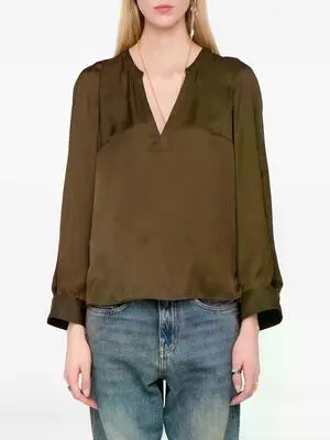Zadig&Voltaire Torny V-neck Satin Blouse - Green