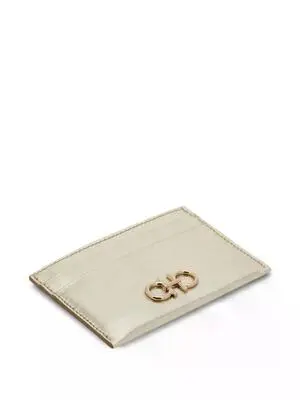FERRAGAMO Gancini Leather Card Holder - Gold