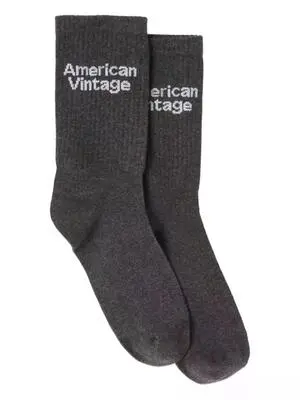 American Vintage Intarsia Ankle Socks - Grey