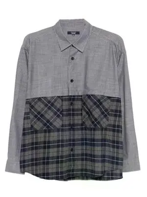 Comme Des Garçons Striped Plaid Shirt - Grey