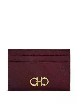 FERRAGAMO Gancini Leather Card Holder - Red