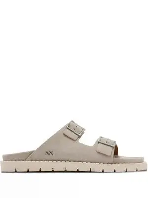 FORSA Curtis Buckle Leather Slides - Neutrals