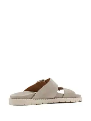 FORSA Curtis Buckle Leather Slides - Neutrals