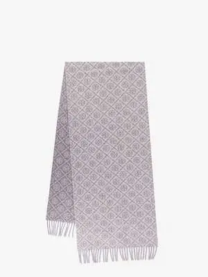 Tory Burch Wool And Cashmere T Monogram Oblong Scarf - Grey