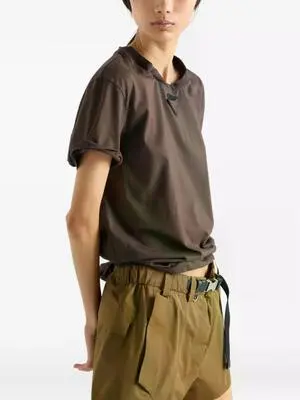 Prada Triangle-logo Crew-neck T-shirt - Brown