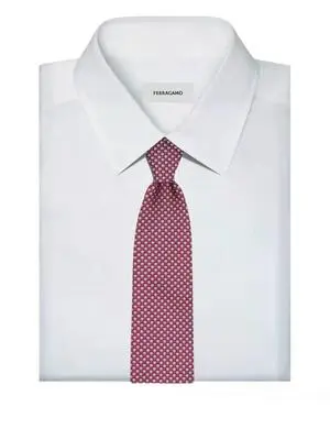 FERRAGAMO Letter Print Silk Tie
