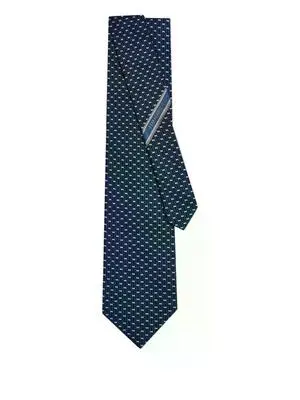 FERRAGAMO Jacquard Gancini Neck Tie - Blue
