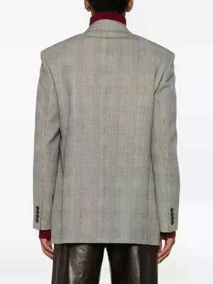 Saint Laurent Double-breasted Check Jacket - Black