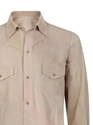 Eleventy Pocket Leather Shirt - Neutrals
